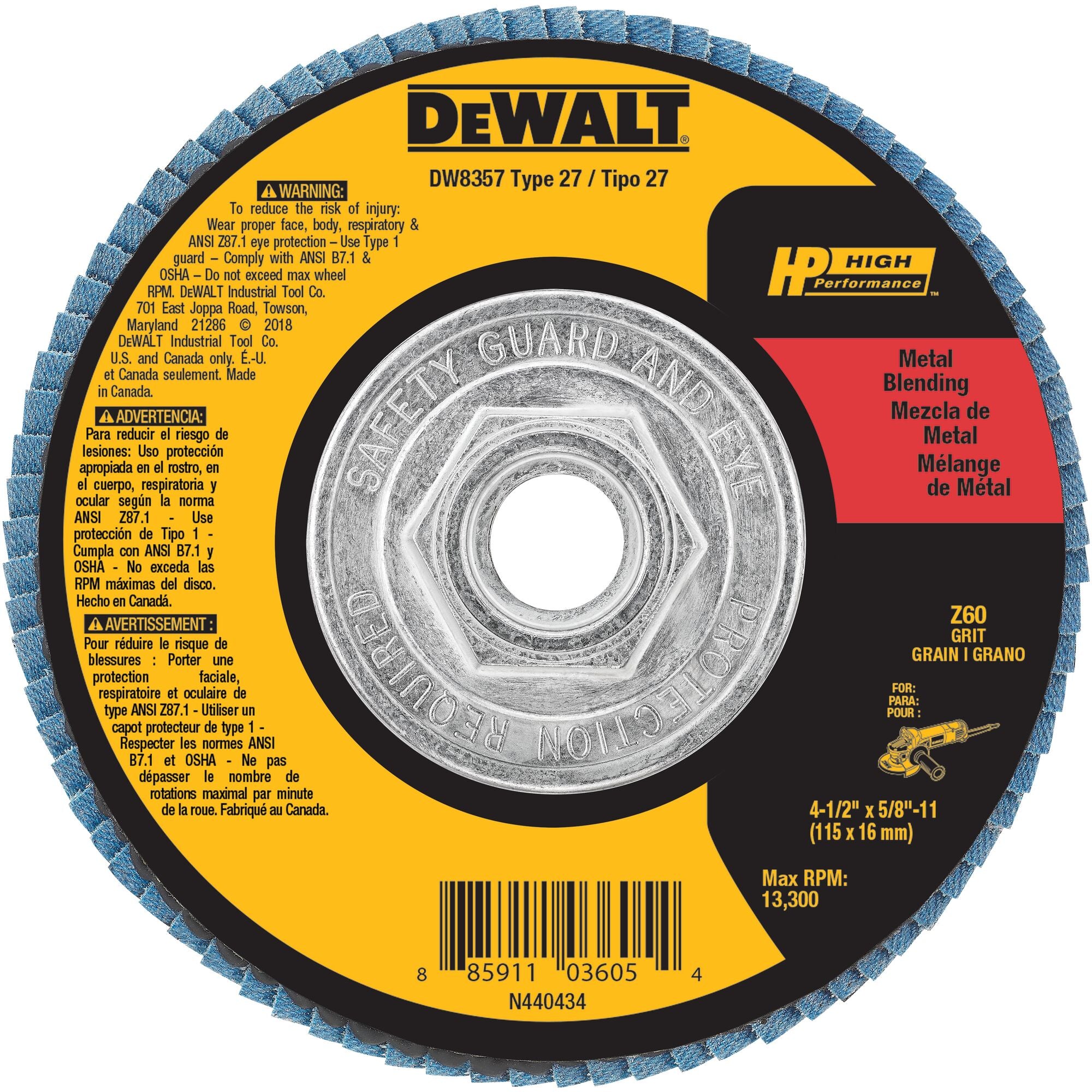 DeWALT Flapper Disc 4 1/2" 5/8-11 Abrasive 60 Grit